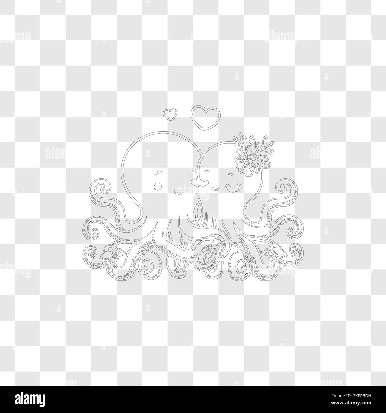 Couple of cute octopuses marine watercolor vector illustration for kids ...