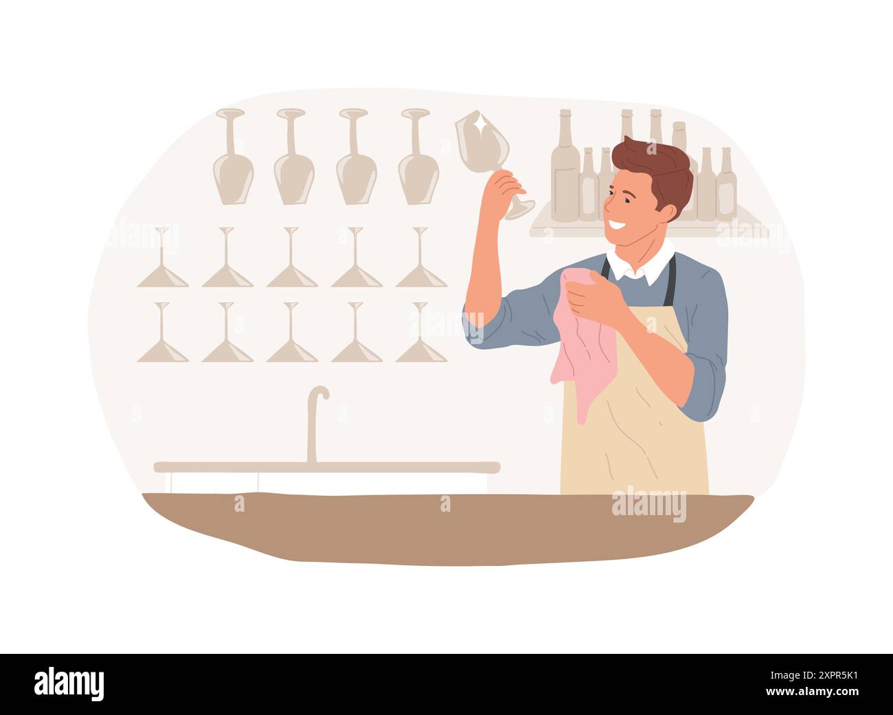Polishing glasses isolated cartoon vector illustrations Stock Vector ...
