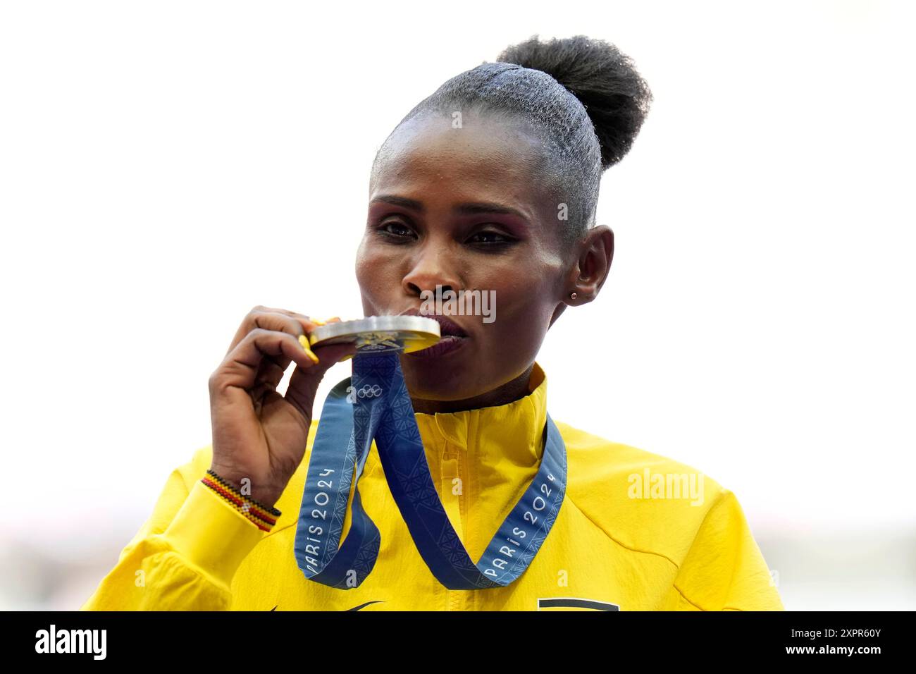 Women's 3000-meter steeplechase silver medalist, Peruth Chemutai, of ...