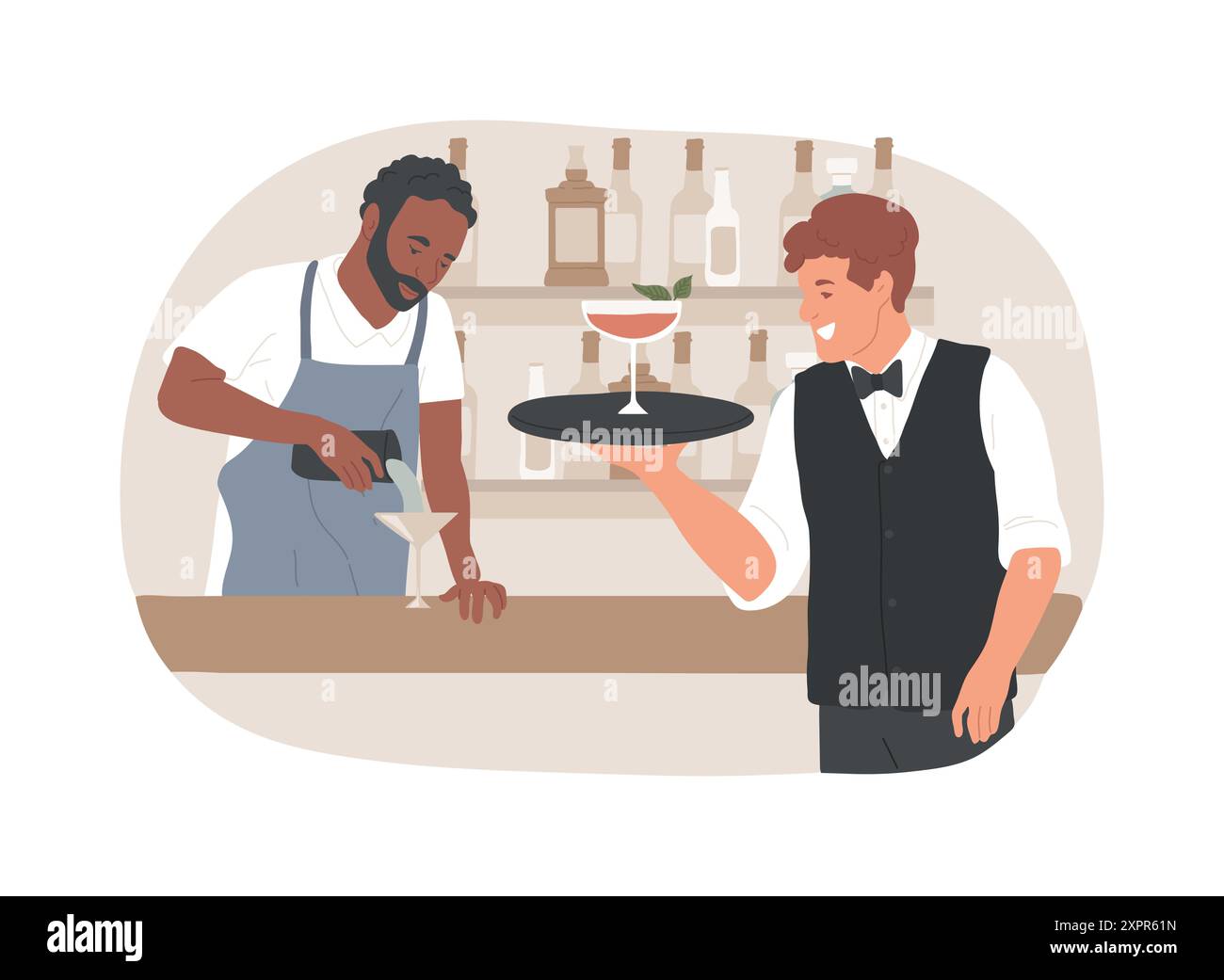 Bar teamwork isolated cartoon vector illustrations Stock Vector Image ...