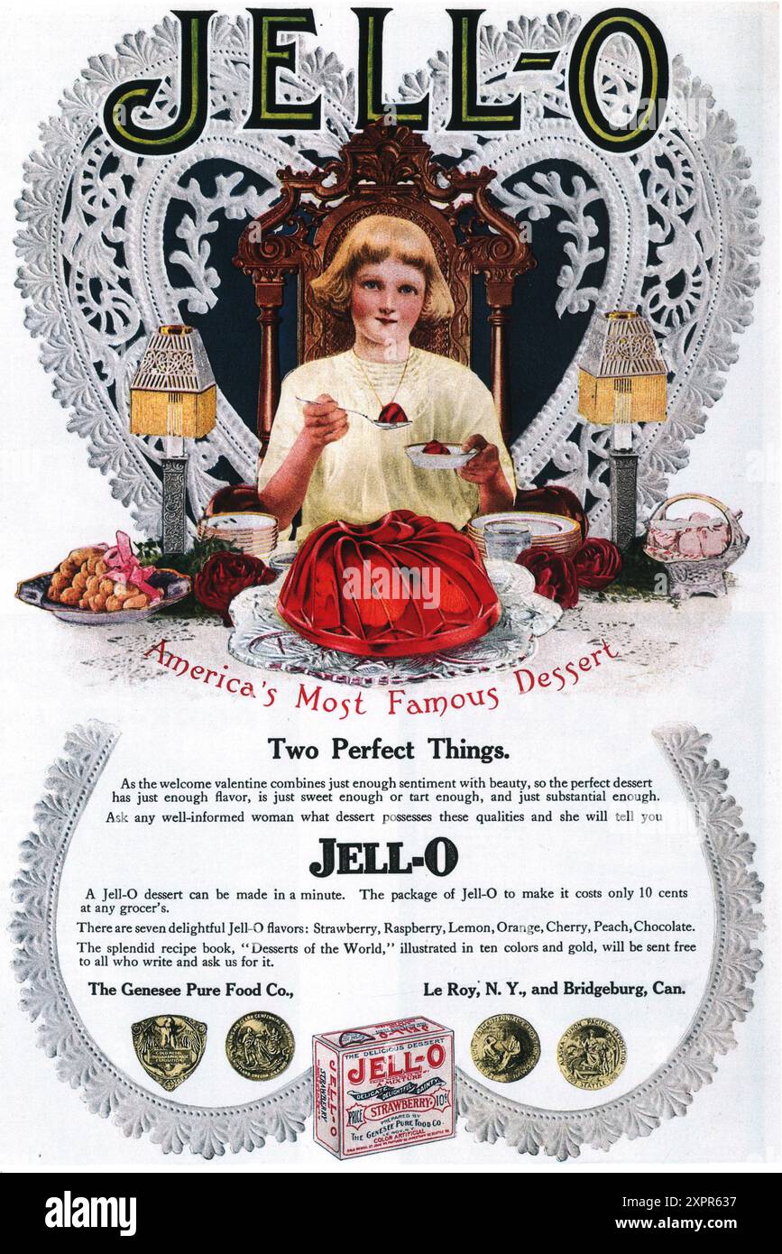 1912 Jell-O gelatin dessert fruit-flavored gels/ jellies ad Stock Photo ...