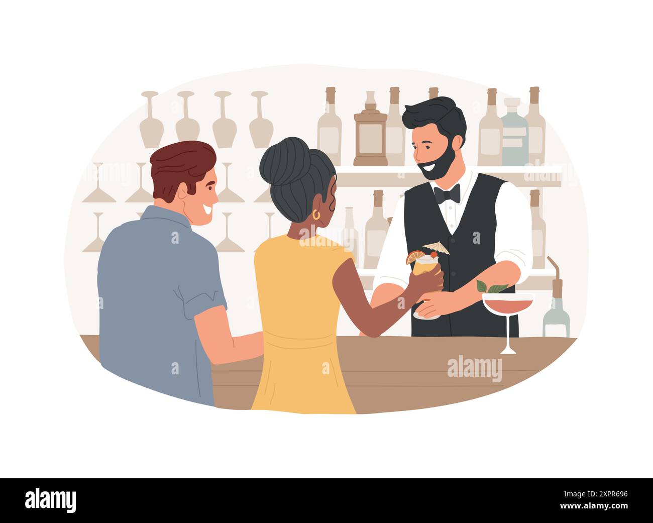 Serving cocktail isolated cartoon vector illustrations Stock Vector ...
