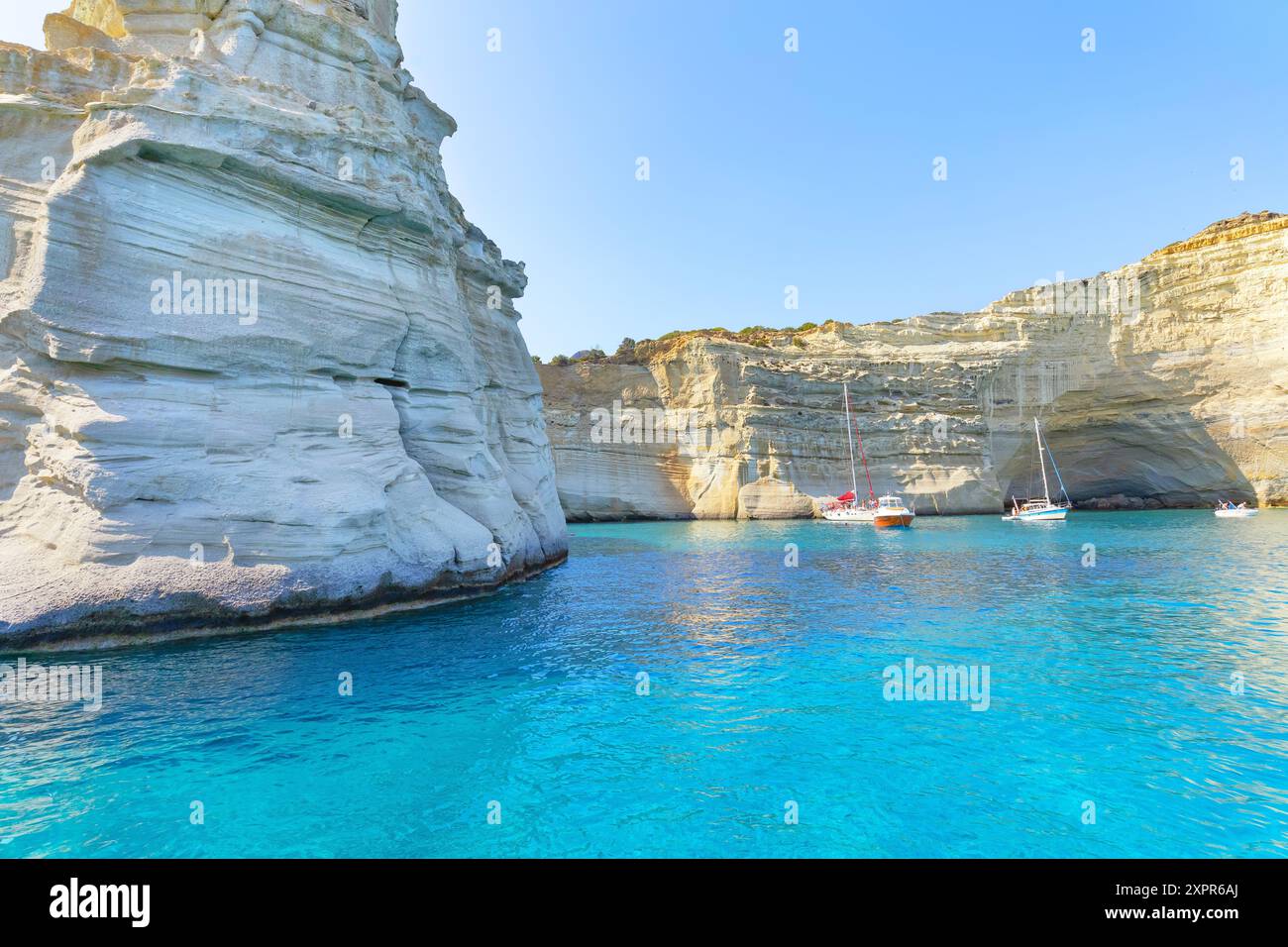View of Kleftiko bay, Milos Island, Cyclades Islands, Greece Stock ...