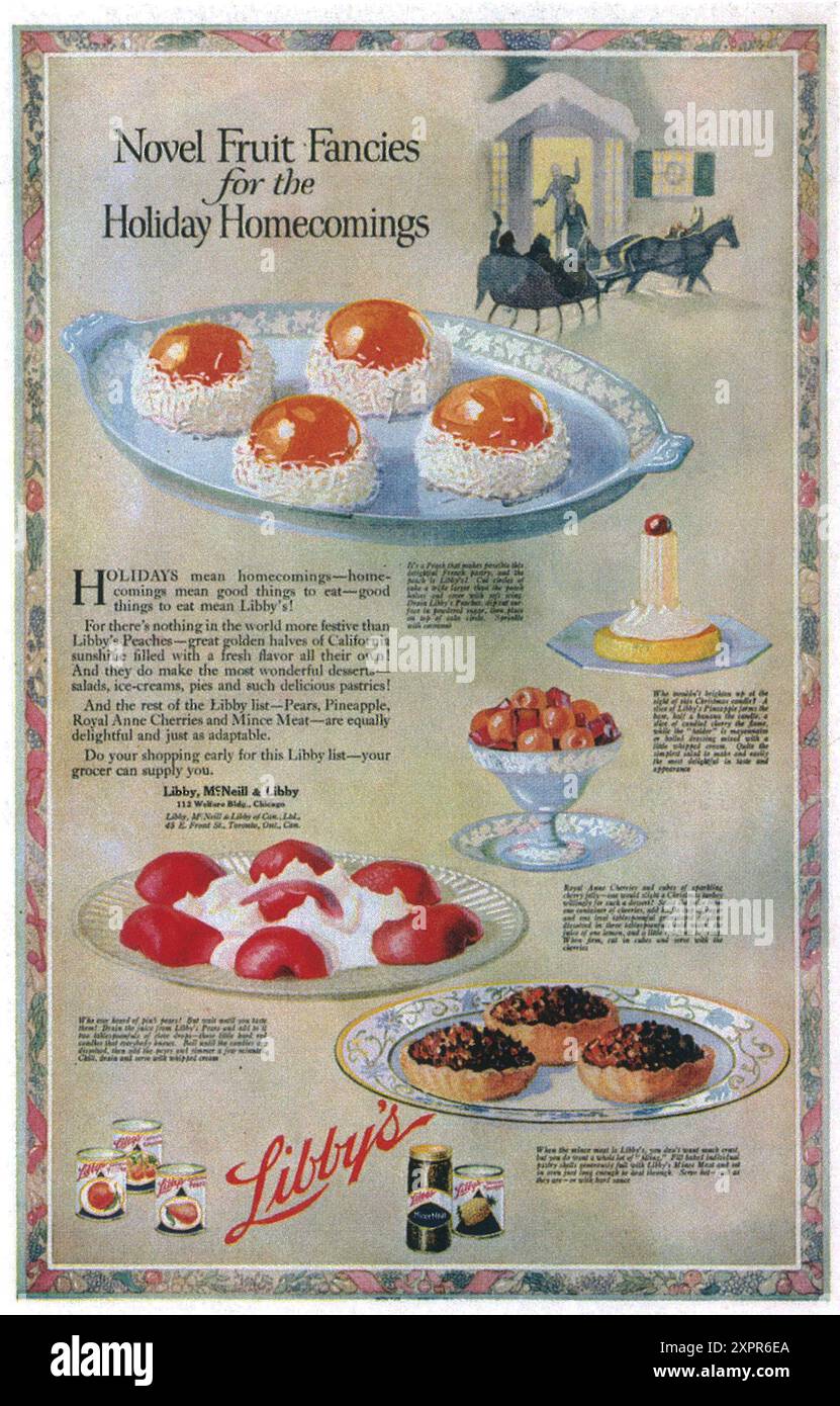 1919 Libby's Can Preserve Food Ad - "Novel fruit fancies Stock Photo ...