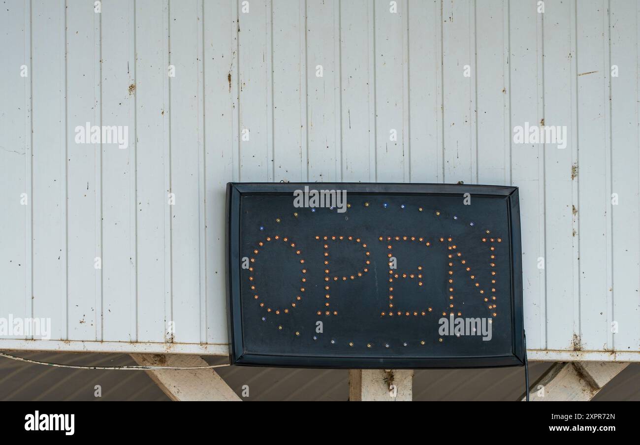 "Open" , Sign Electric Device Black Board Information in Front of Store ...