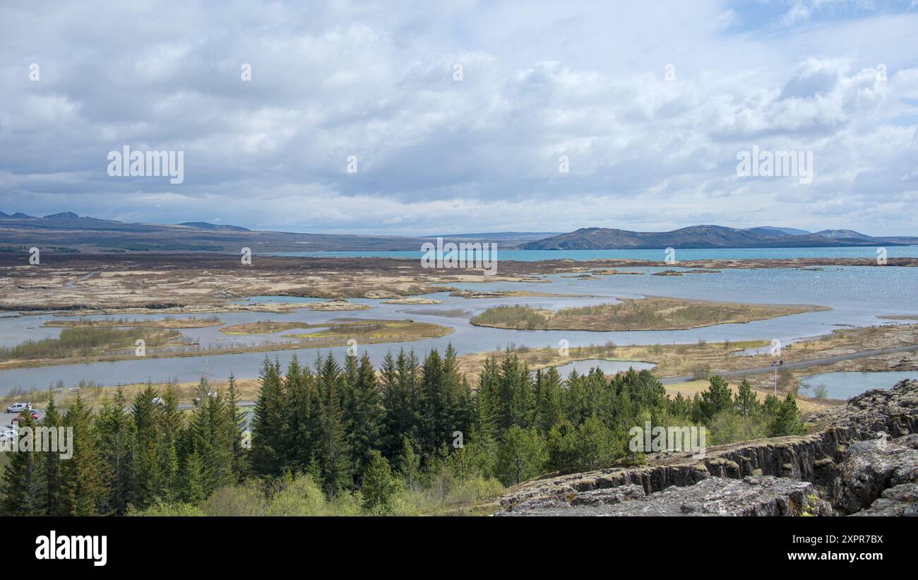 Icelandic landscape in the national park Pingvellir, a national ...