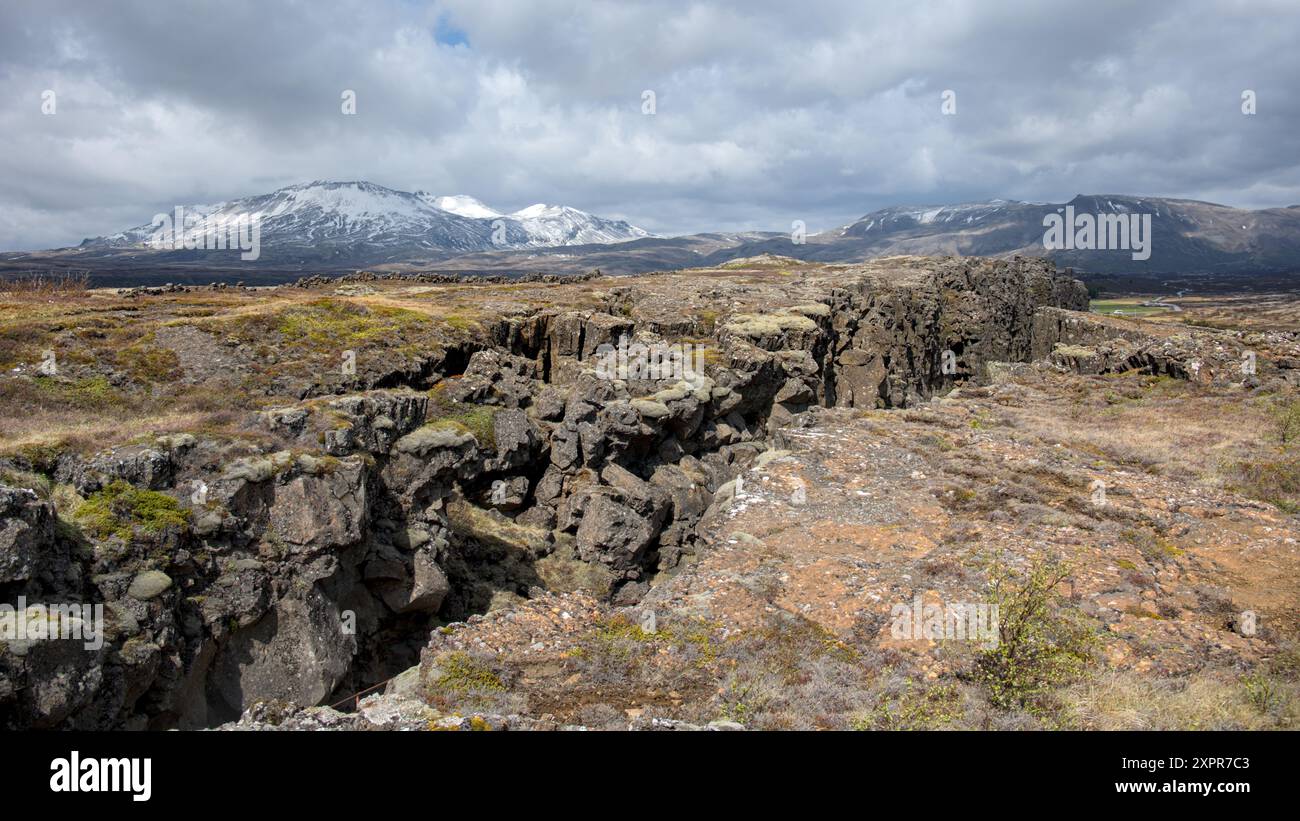 Icelandic landscape in the national park Pingvellir, a national ...
