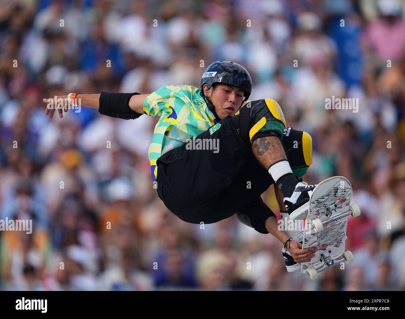 August 07 2024: Augusto Akio (Brazil) competes during the skateboard ...