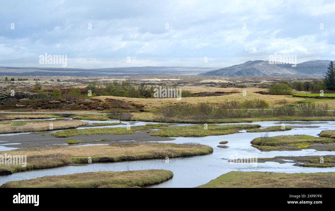 Icelandic landscape in the national park Pingvellir, a national ...