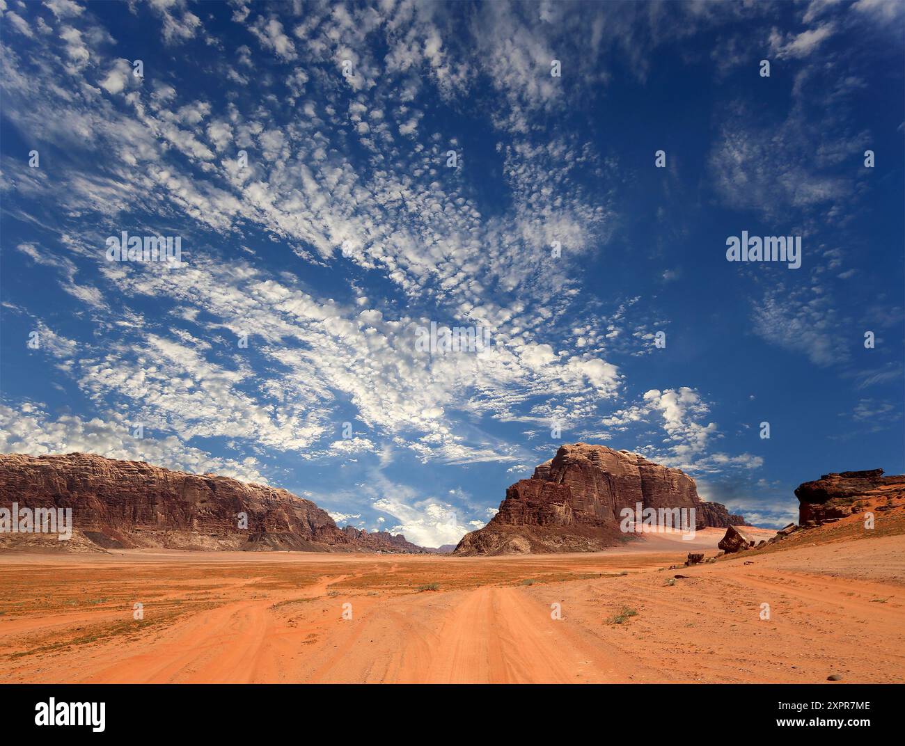 Wadi Rum Desert also known as The Valley of the Moon (against the sky ...