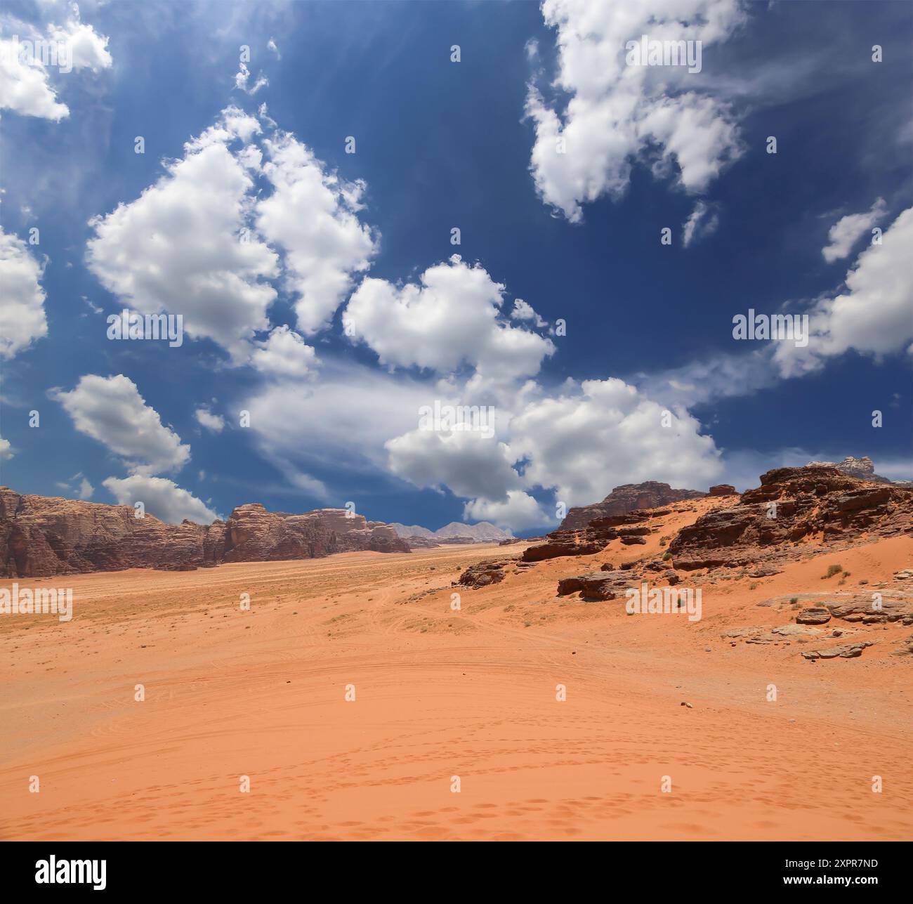 Wadi Rum Desert also known as The Valley of the Moon (against the sky ...
