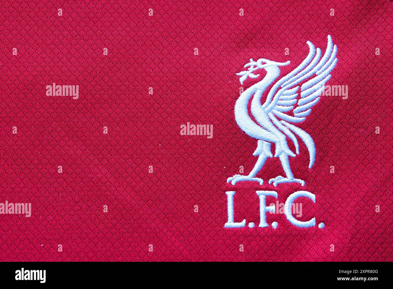 Germany, Uhingen - April 28, 2024: Liverpool FC club emblem with the ...