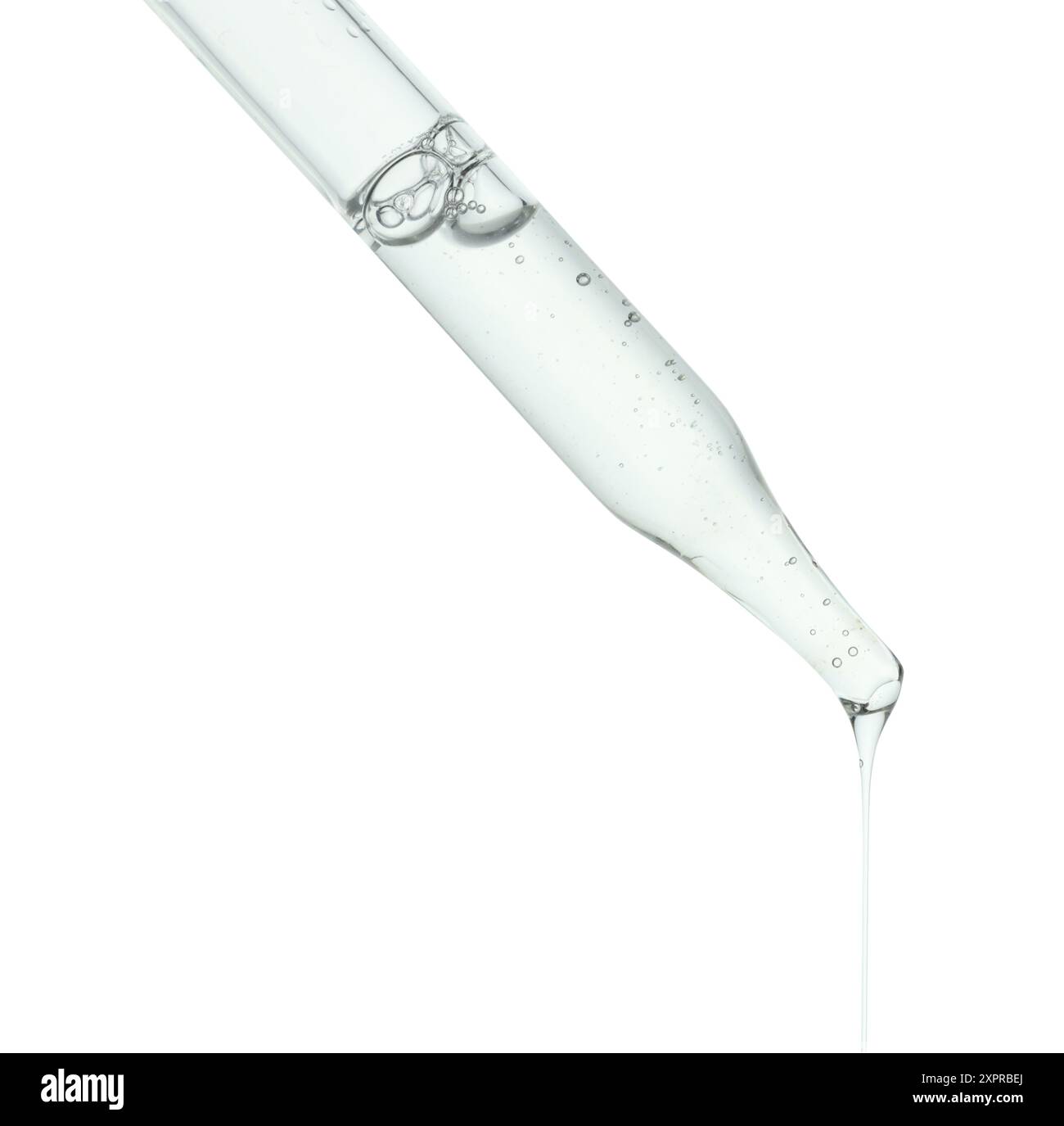 Dripping cosmetic serum from pipette isolated on white Stock Photo - Alamy
