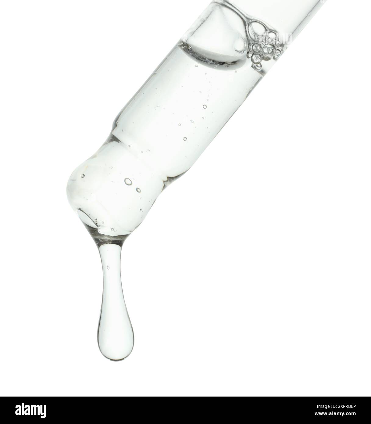 Dripping cosmetic serum from pipette isolated on white Stock Photo - Alamy