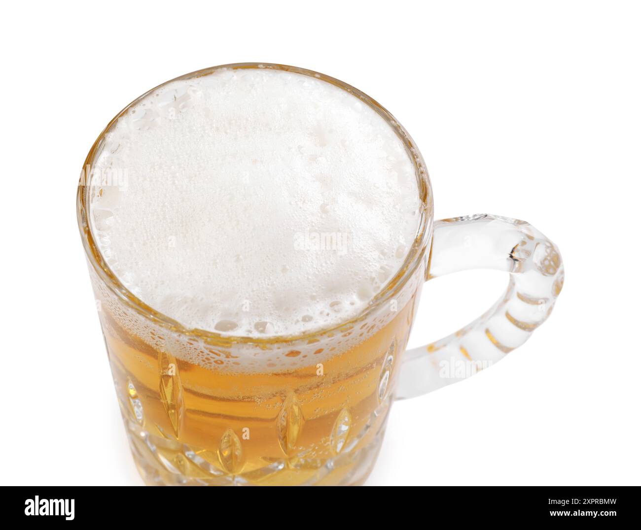 Glass mug of light beer isolated on white Stock Photo - Alamy