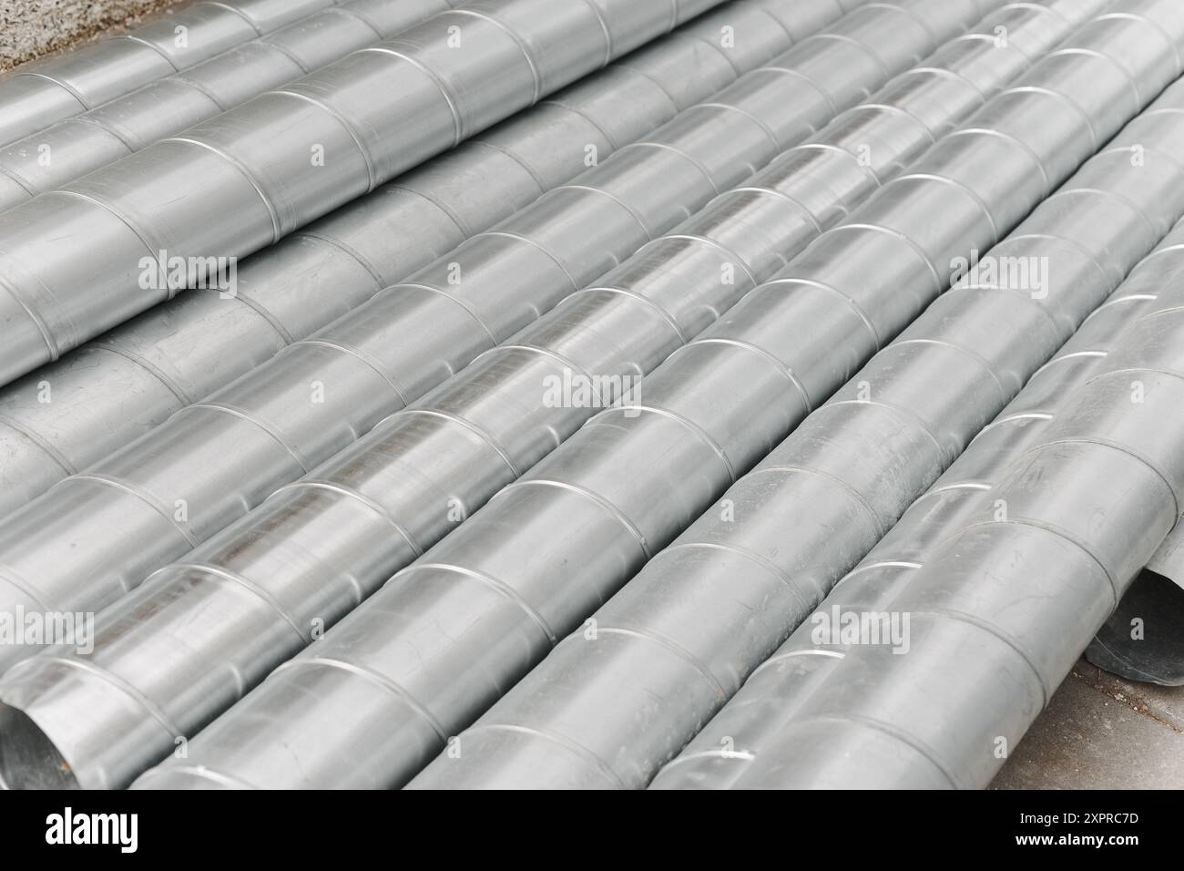 Ventilation duct pipes small diameter made of rolled steel in a ...