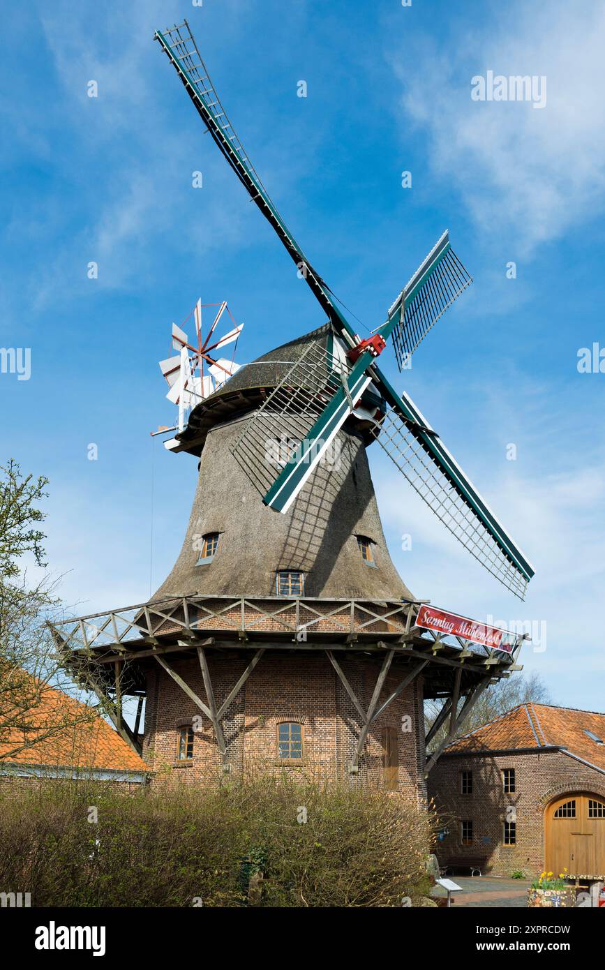 Historic windmill, slaughter mill, two-storey gallery windmill with ...