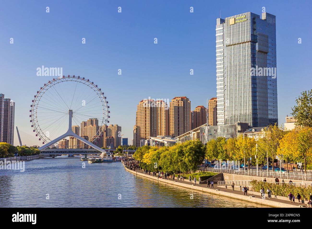 Giant ferris wheel in the Yongle bridge in Tianjin, China Stock Photo ...