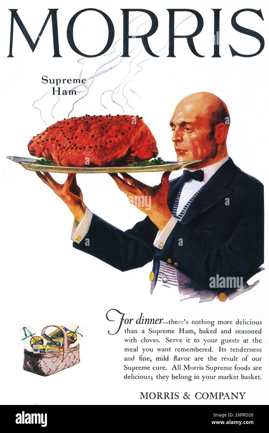 1919 Morris Ham ad - "for dinner Stock Photo - Alamy