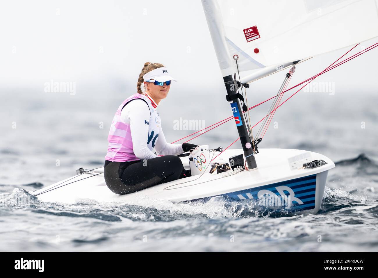 Line Flem Høst of, Norway. , . in women's dinghy - laser radial sailing medal race during day 12 ...