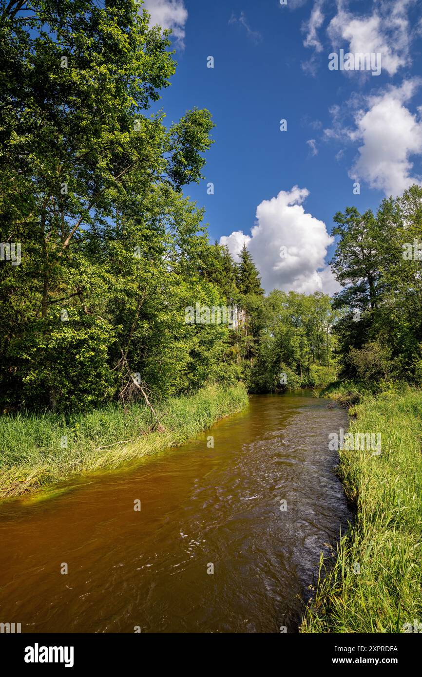 In summer on the river Ach near Huglfing, Bavaria, Germany Stock Photo ...