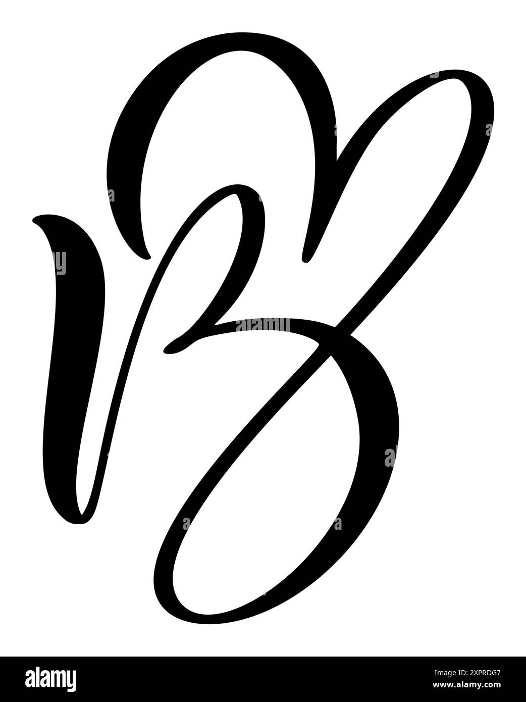 Script capital font logo calligraphy love letter B initial. Hand drawn ...