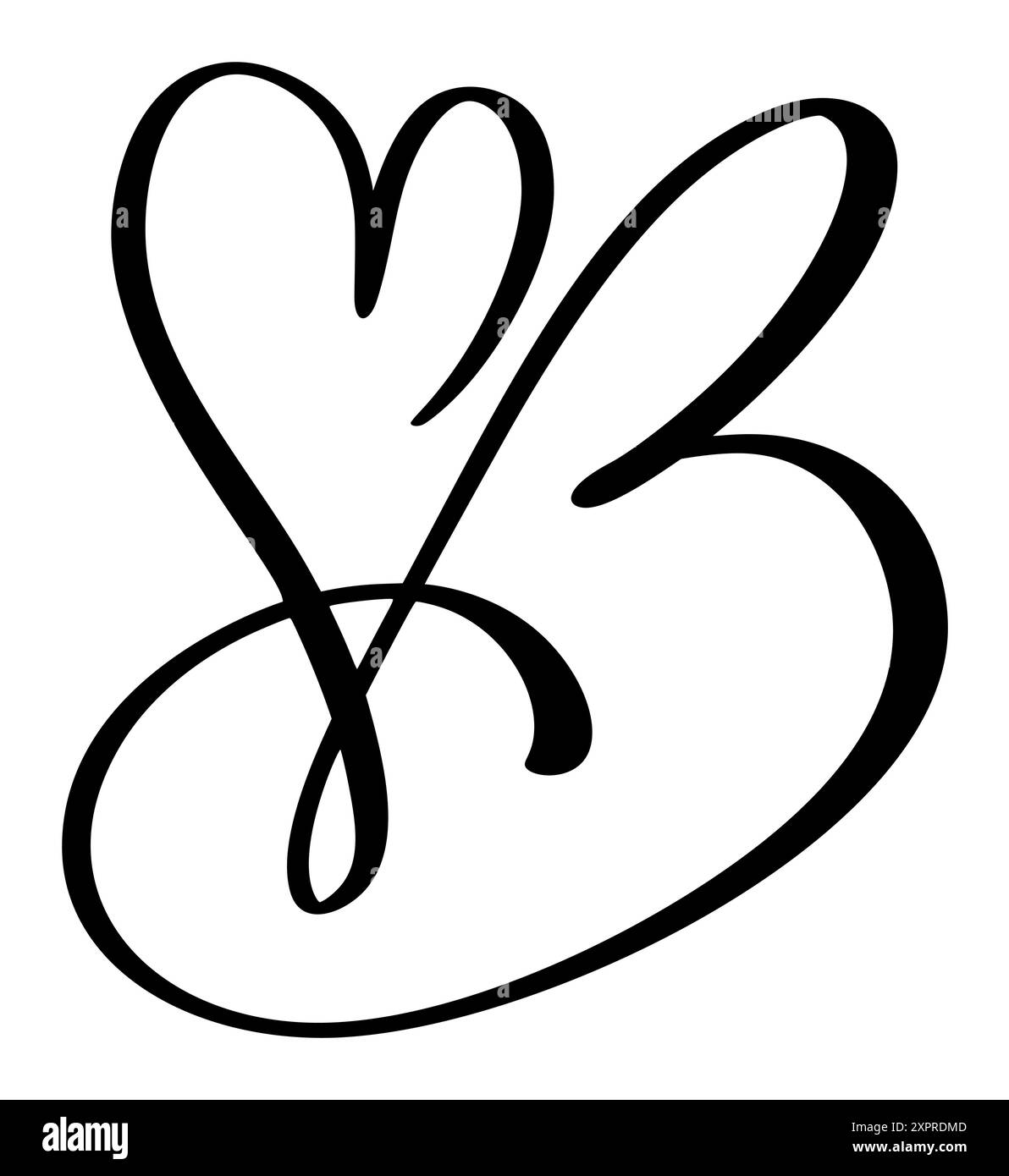 Hand drawn vector calligraphy love letter B. Script capital font logo ...