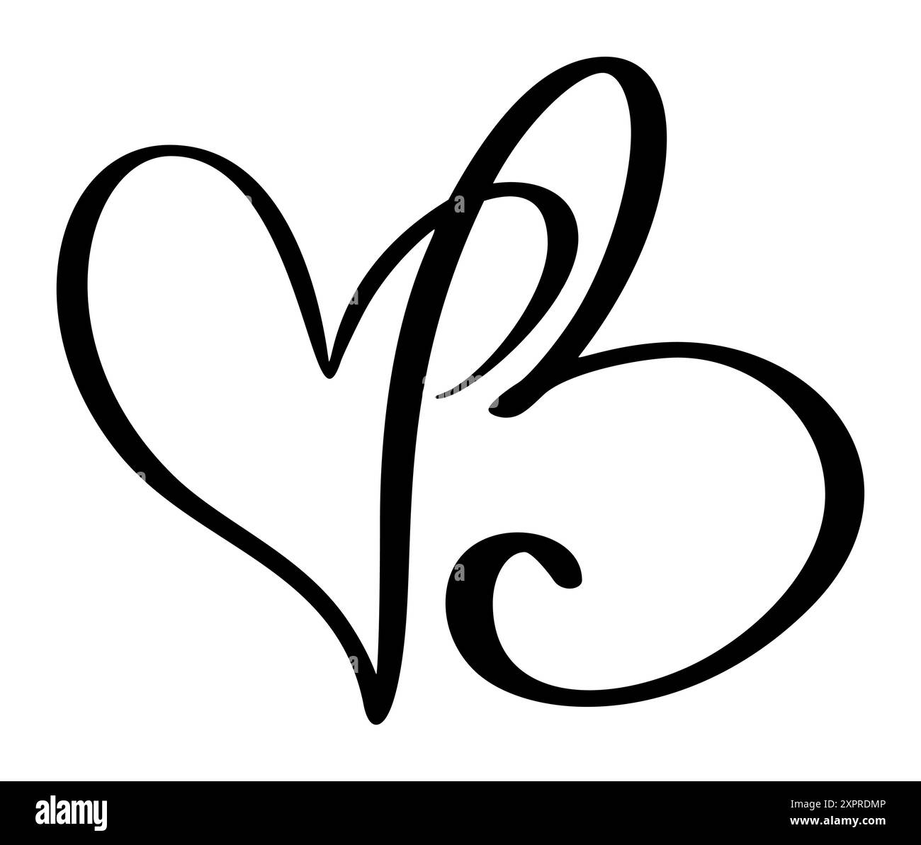 Vector Vintage heart letter monogram logo B. Love Calligraphy element ...