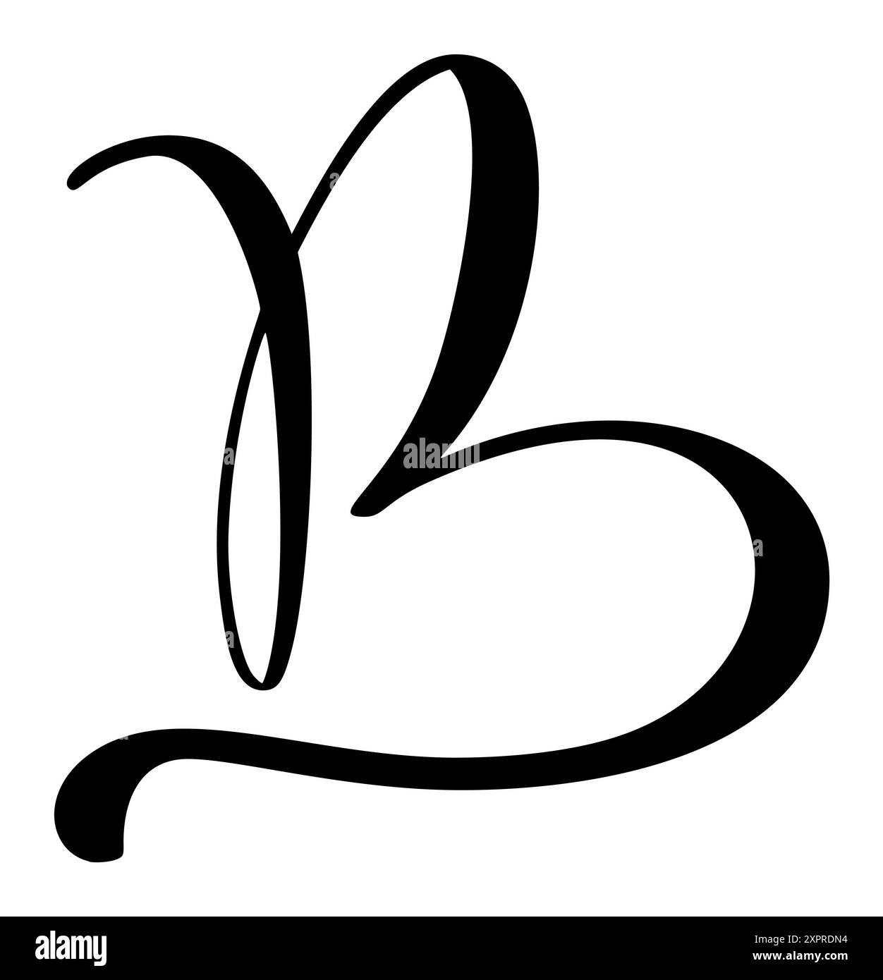 Hand drawn vector calligraphy love letter B. Script capital font logo ...