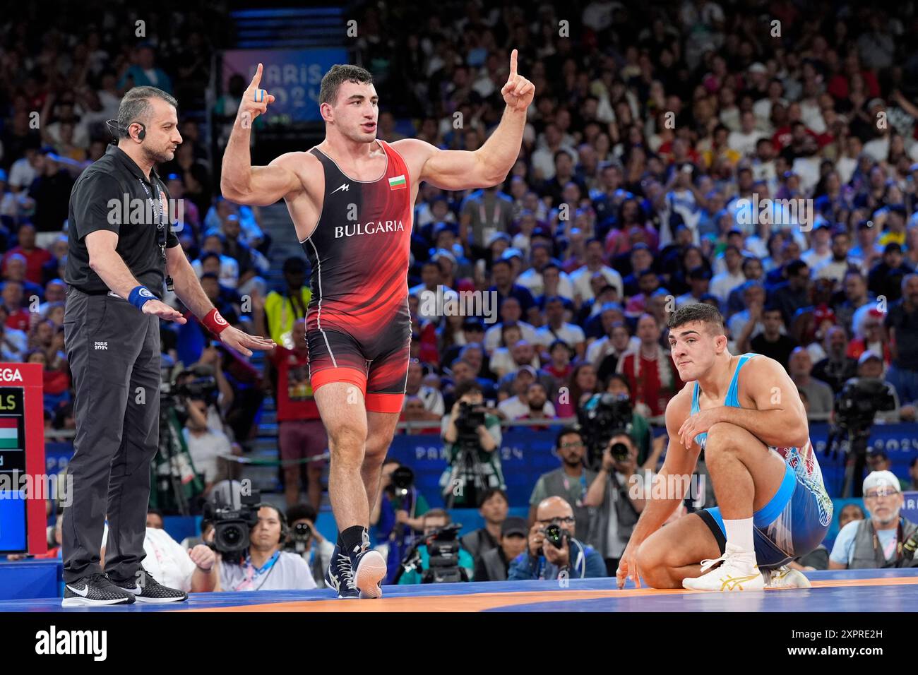 Bulgaria's Semyon Sergeevich Novikov celebrates after defeating Hungary ...