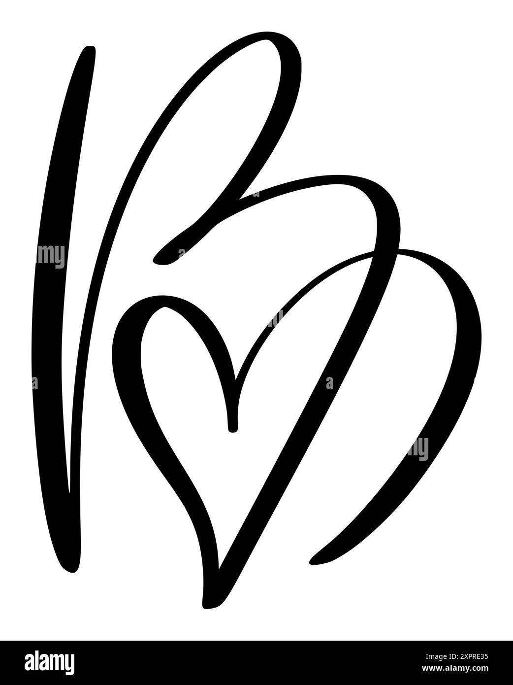 Script capital font logo calligraphy love letter B initial. Hand drawn ...