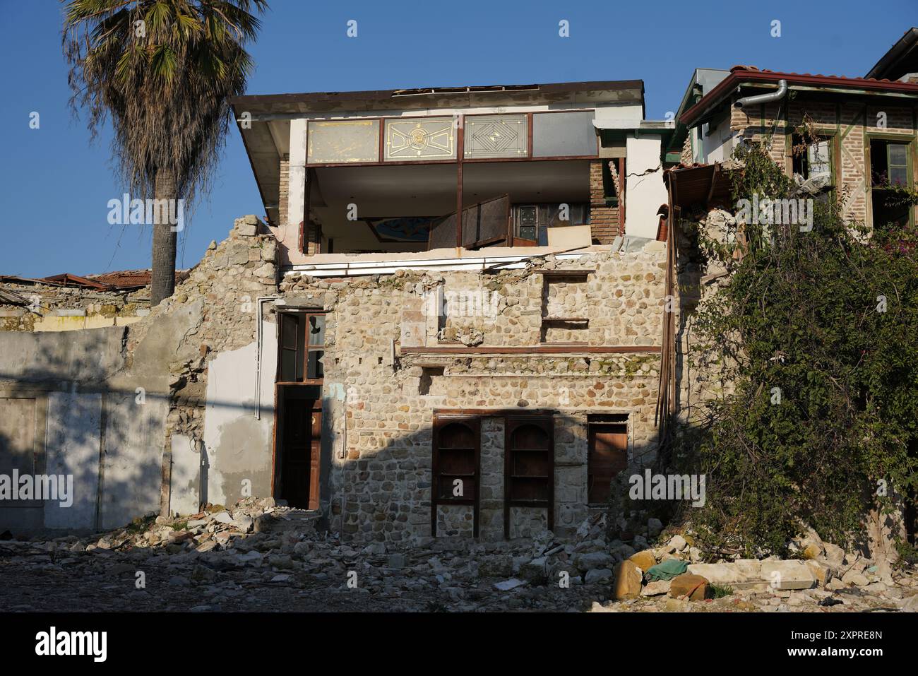 HATAY, TURKIYE - FEBRUARY 26, 2024: Damaged buildings in Hatay City after 6 February 2023 ...