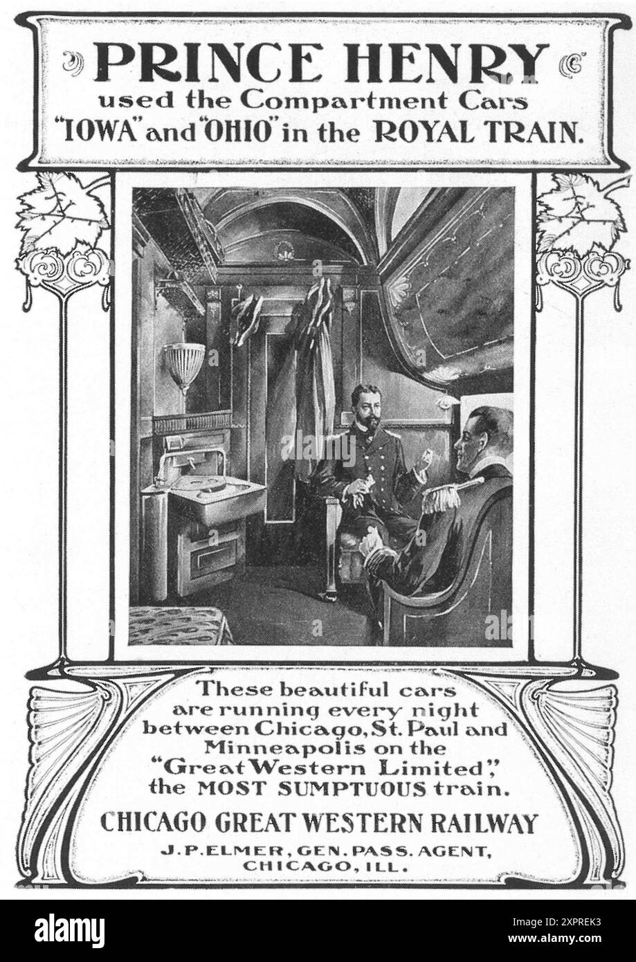 1901 Chicago Great Western Railway Ad - "Prince Henry used compartment ...