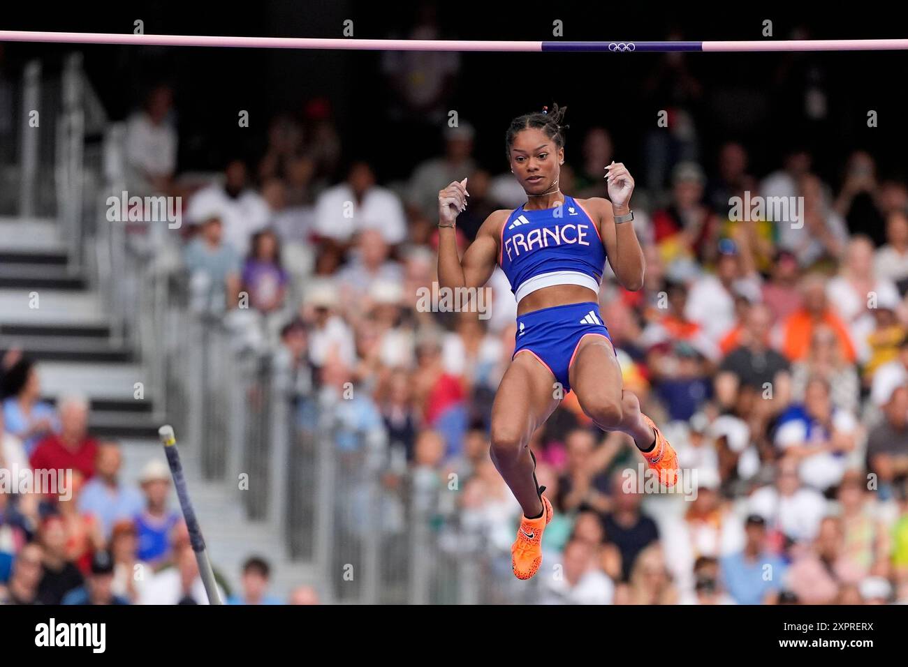Marie-Julie Bonnin, of France, competes during the women's pole vault ...