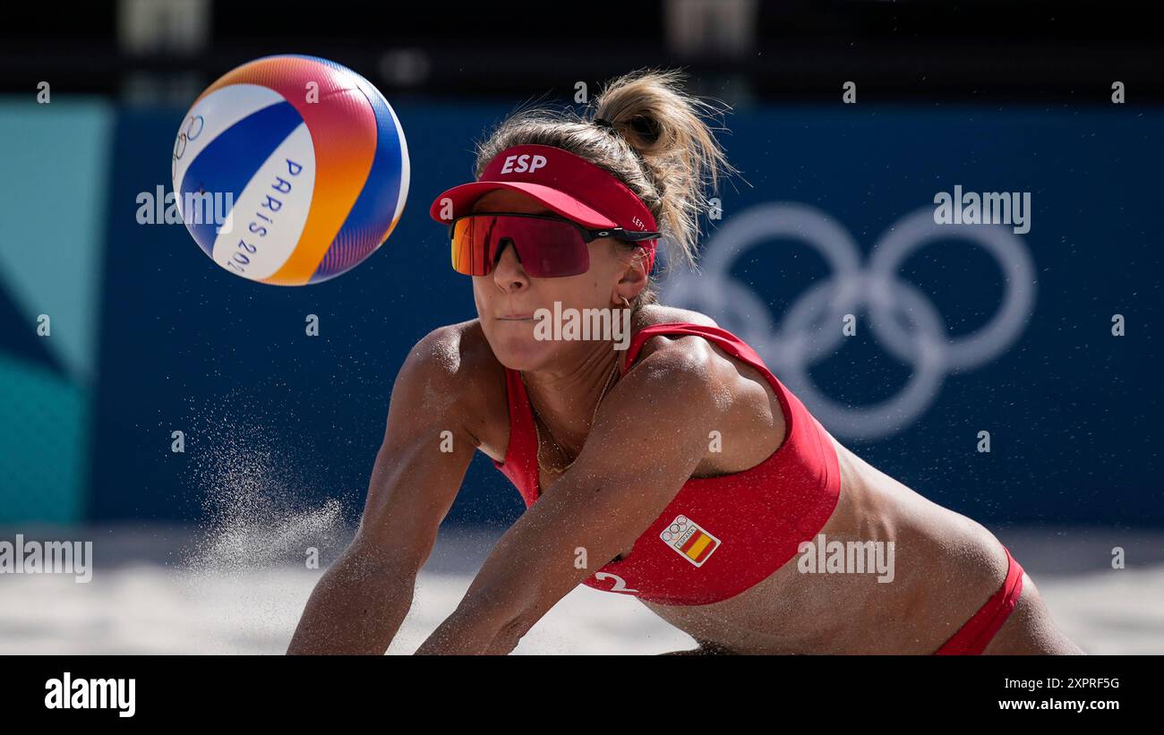 Spain's Tania Moreno Matveeva hits the ball during the women's ...