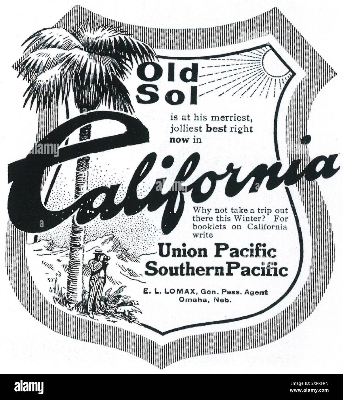 1904 Union Pacific Southern Pacific Railroad Ad - Old sol California ...
