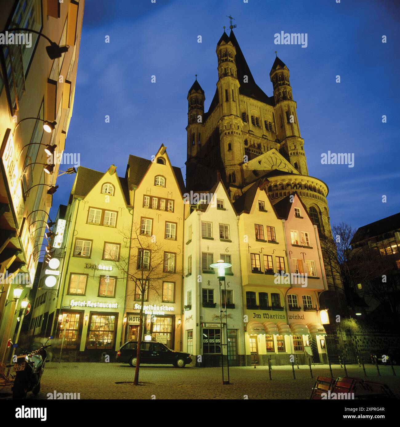 Fischmarkt and Gross St. Martin in background. Cologne, Germany Stock ...