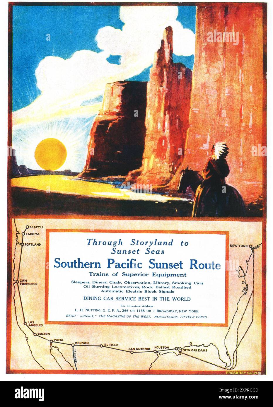 1910 Southern Pacific railway ad - Southern Pacific Sunset Route Trains ...