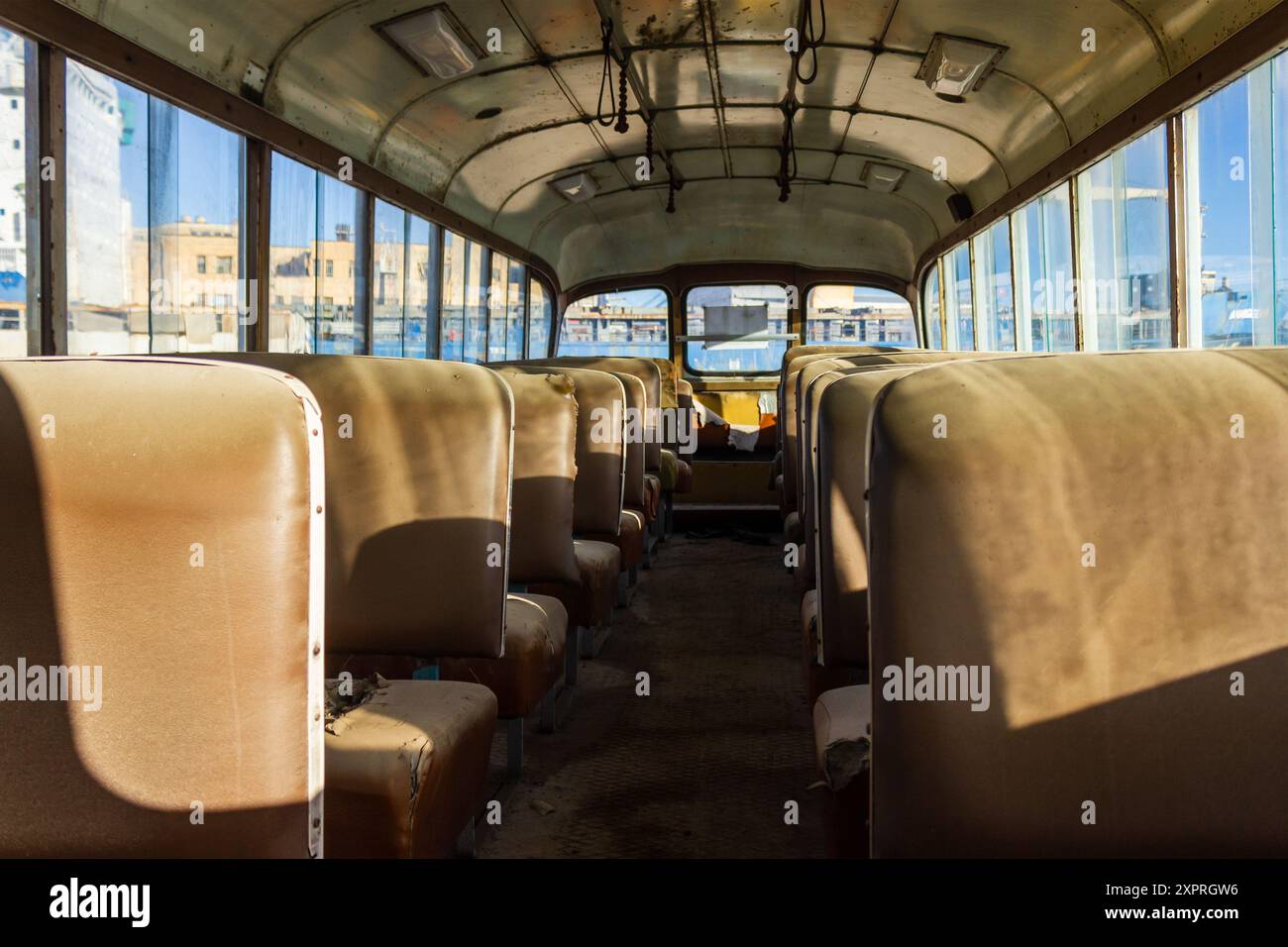 Exploring Inside a Bus Vehicle Stock Photo - Alamy