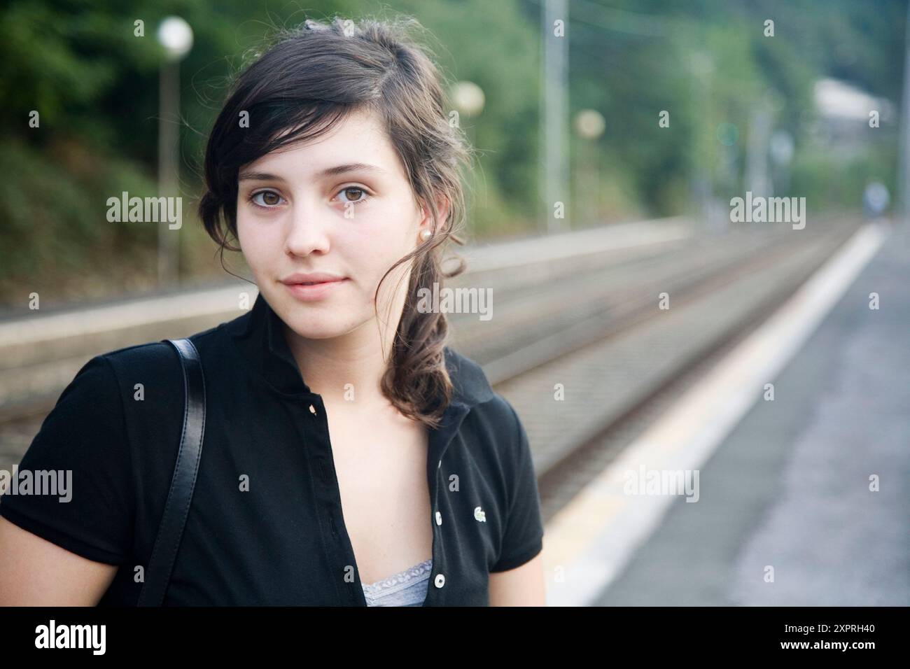 18 Year Old Girl At Train Station Legazpi Guipuzcoa Basque Country