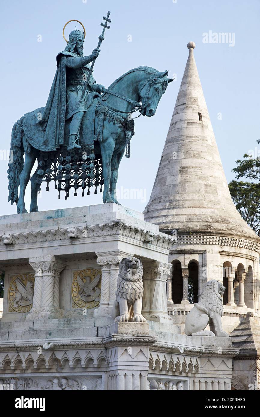 Bronze statue of Stephen I of Hungary, Fishermans Bastion, Budapest ...