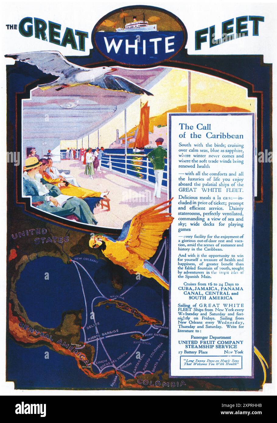 1916 United Fruit Company Steamship Service ad - Great White Fleet ...