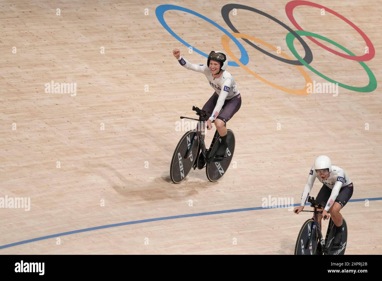 Lily Williams of the United States, top, celebrates winning the gold ...