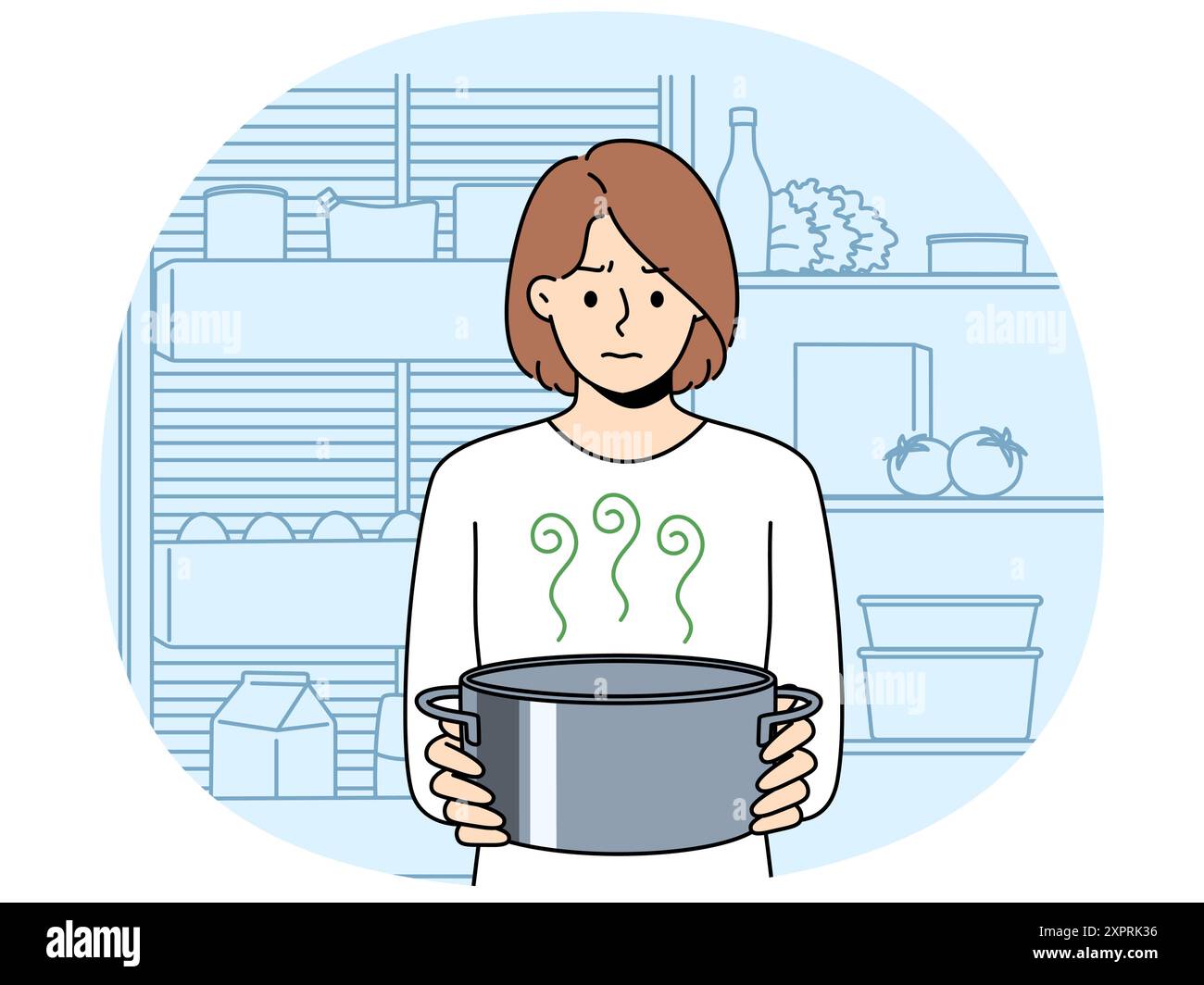 Woman cooking pot frustration Stock Vector Images - Alamy