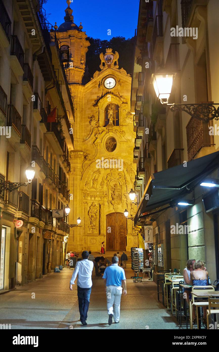 Baroque 18th century Santa Maria Basilica, old town, Donostia (San ...