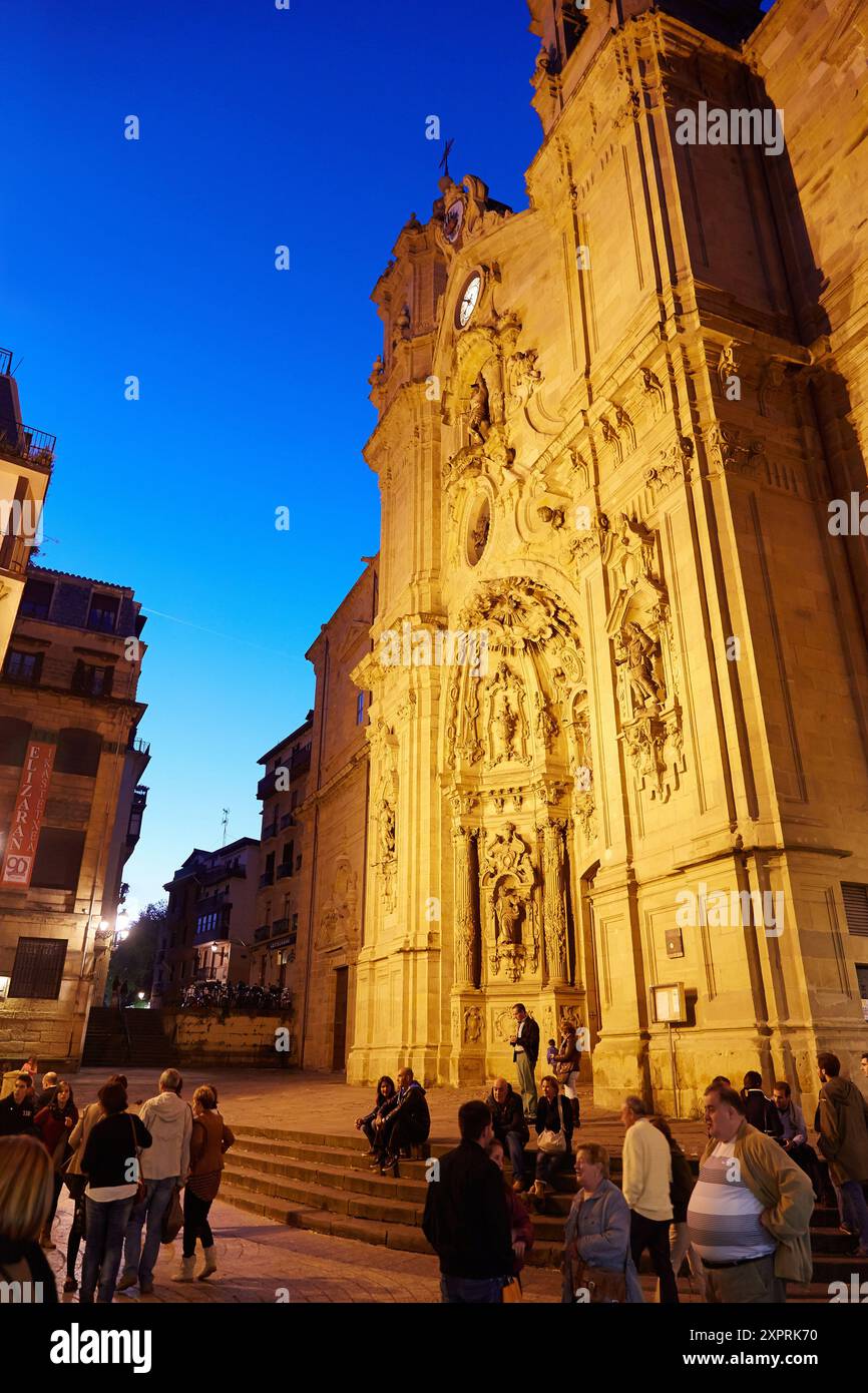 Baroque 18th century Santa Maria Basilica, old town, Donostia (San ...