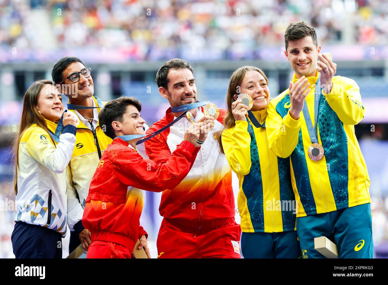 Gold medalists Maria Perez and Alvaro Martin of Spain, Silver medalists ...