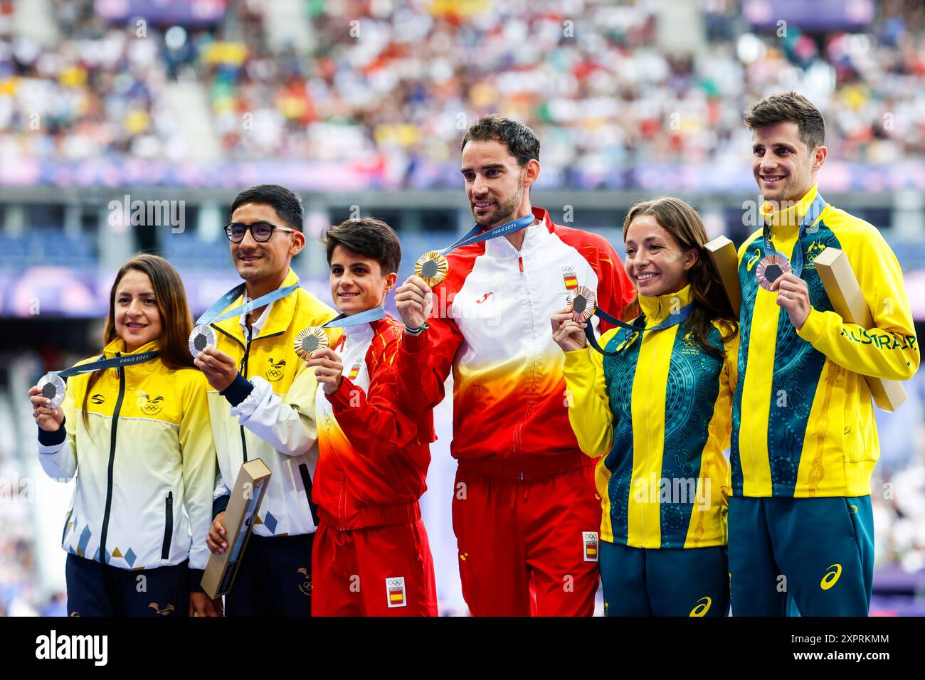 Gold medalists Maria Perez and Alvaro Martin of Spain, Silver medalists ...