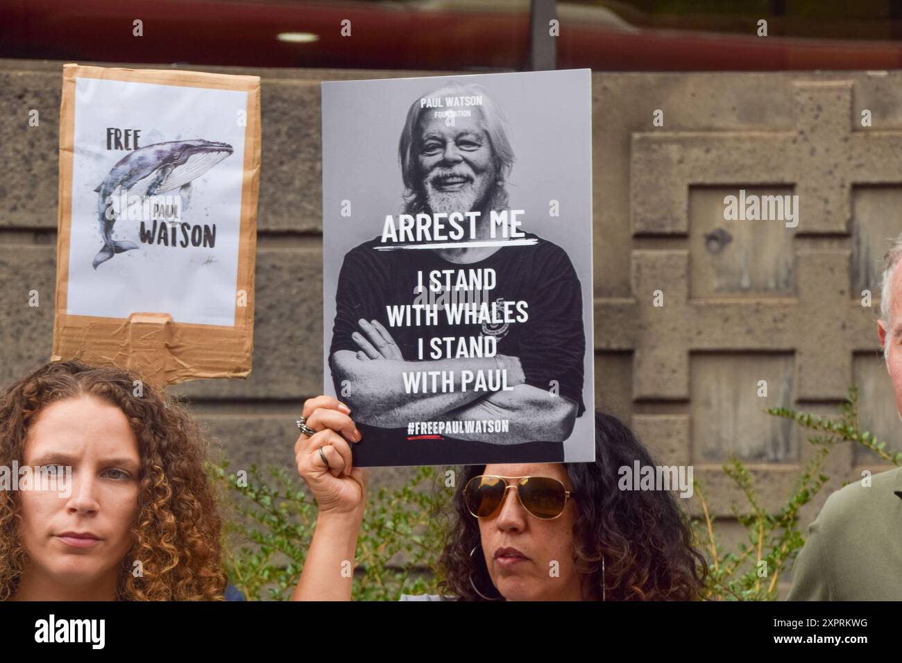 London, England, UK. 7th Aug, 2024. Protesters gather outside the ...