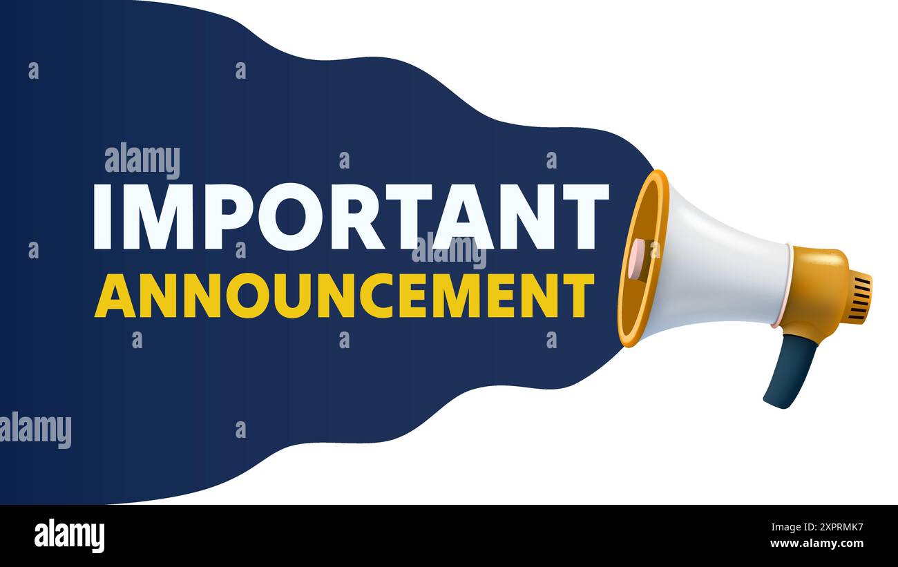 Important Announcement, megaphone announces news. Vector Stock Vector Image & Art - Alamy